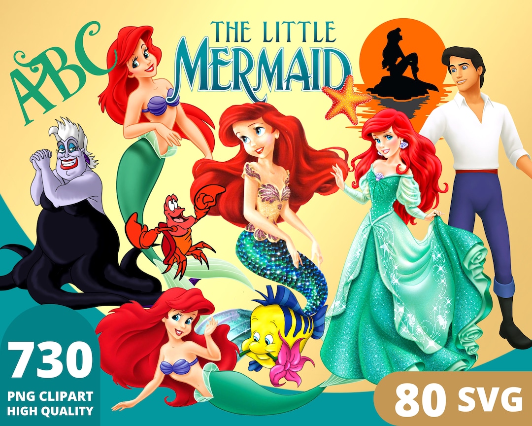 Little Mermaid Clipart PNG, Princess Ariel Clipart, Underwater ...