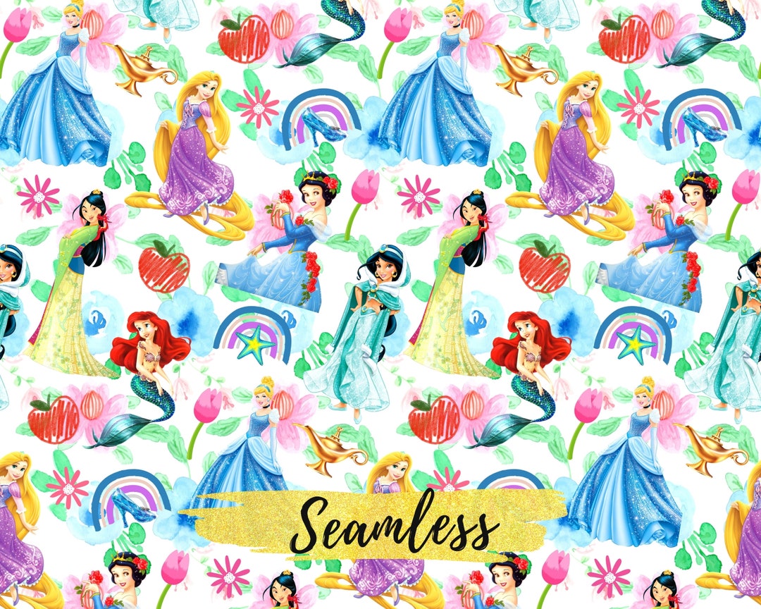 Princess Seamless Papers, Digital Papers, Little Mermaid, Jasmine, Snow ...