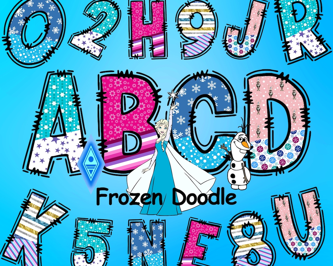 Frozen Doodle Alphabet, Frozen Character Alphabet, Princess Frozen Elsa ...