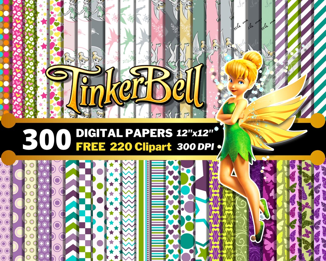 Tinkerbell Digital Papers, Fairies Clipart PNG, Princess Tinkerbell PNG ...