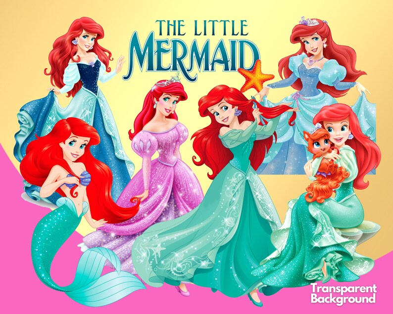 Little Mermaid Clipart PNG, Princess Ariel Clipart, Underwater ...