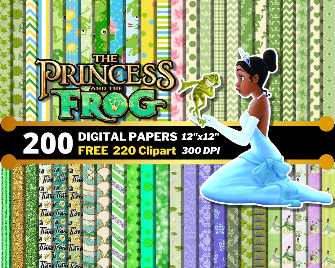 Princess and the Frog Digital Papers, Tiana Clipart PNG, Princess PNG ...