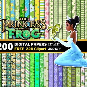 Princess and the Frog Digital Papers, Tiana Clipart PNG, Princess PNG ...