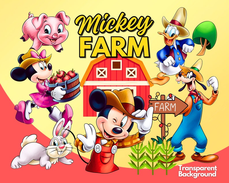 Mickey Farm Clipart PNG, Mickey Farm Theme, Mickey and Friends, Daisy ...