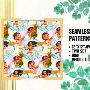 Moana Seamless Papers, Moana Digital Papers, Birthday Gift Wrapping ...