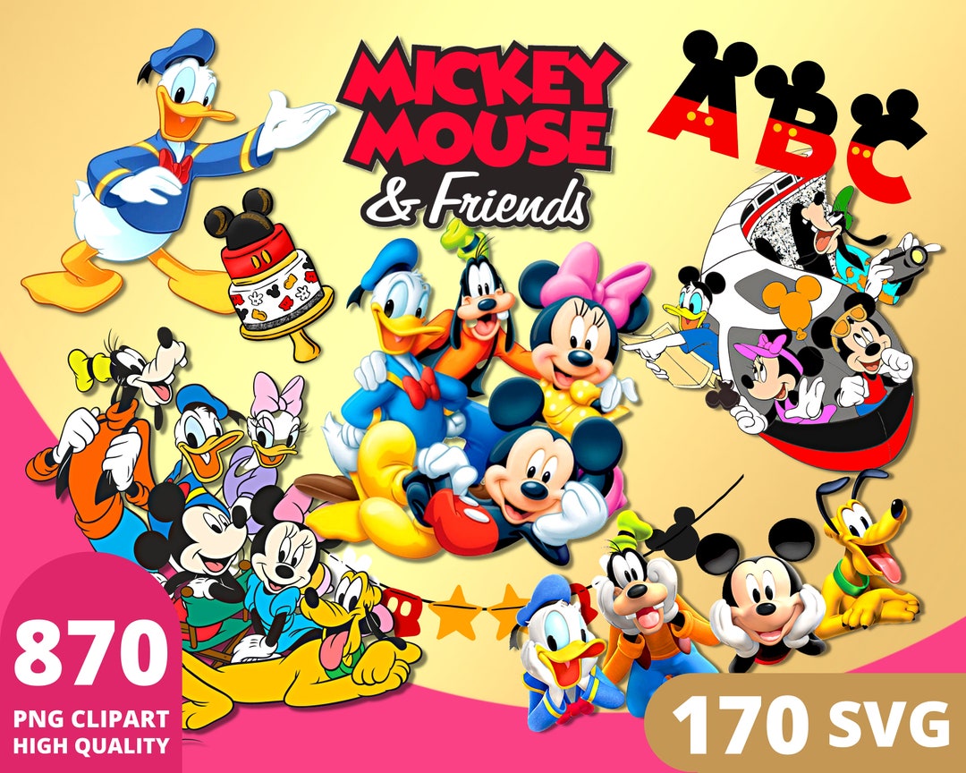 Mickey Mouse & Friends Clipart PNG, Mickey Mouse Layered SVG, Donald ...