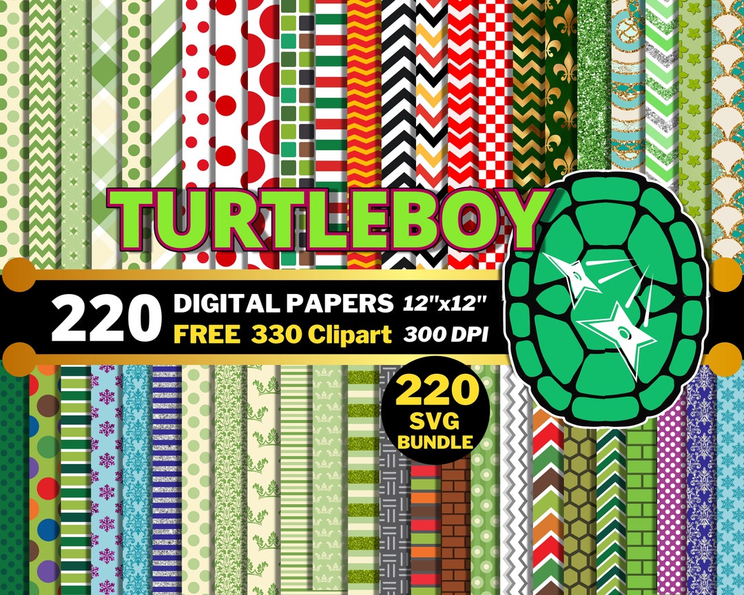 Turtleboy Digital Papers Turtle Clipart PNG Wrapping Papers - Etsy
