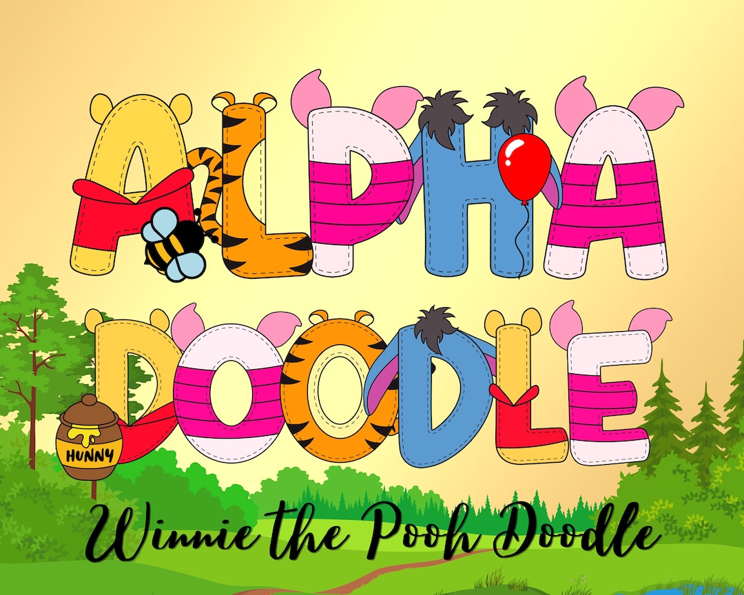 Winnie the Pooh Doodle Alphabet Pooh Bear Alphabet Tigger - Etsy