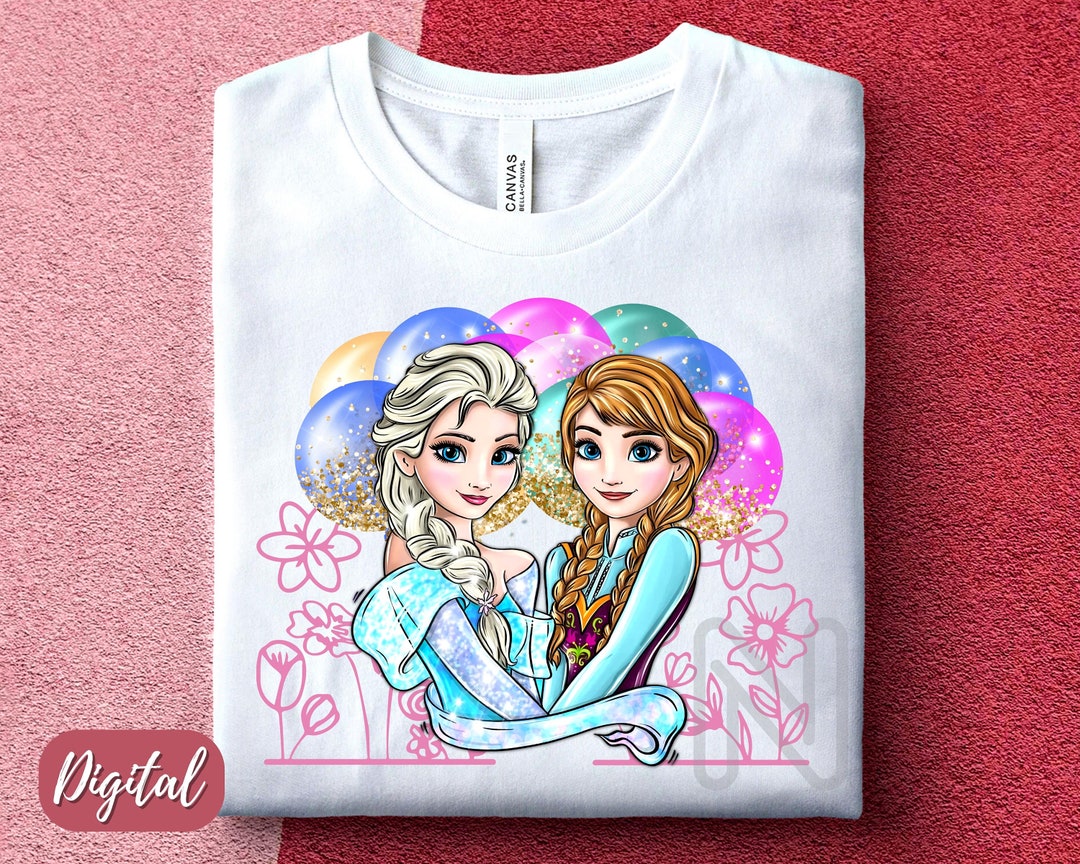 Frozen Elsa and Anna Sublimation PNG Birthday Girl Shirt - Etsy