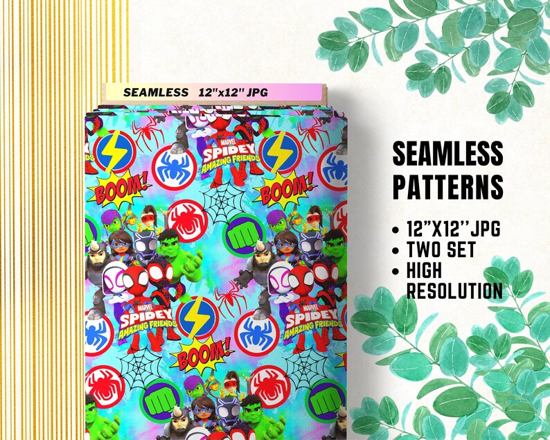 Spidey and His Amazing Friends Seamless Papers, Spidey Digital Papers ...