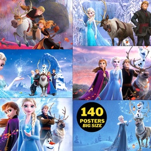 Frozen Digital Papers, Princess Frozen Clipart PNG, Elsa, Anna, Olaf ...