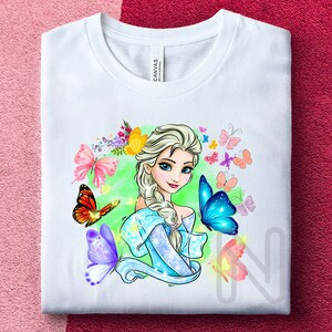 Frozen Elsa Sublimation PNG, Princess Elsa Birthday Shirt, Butterflies ...