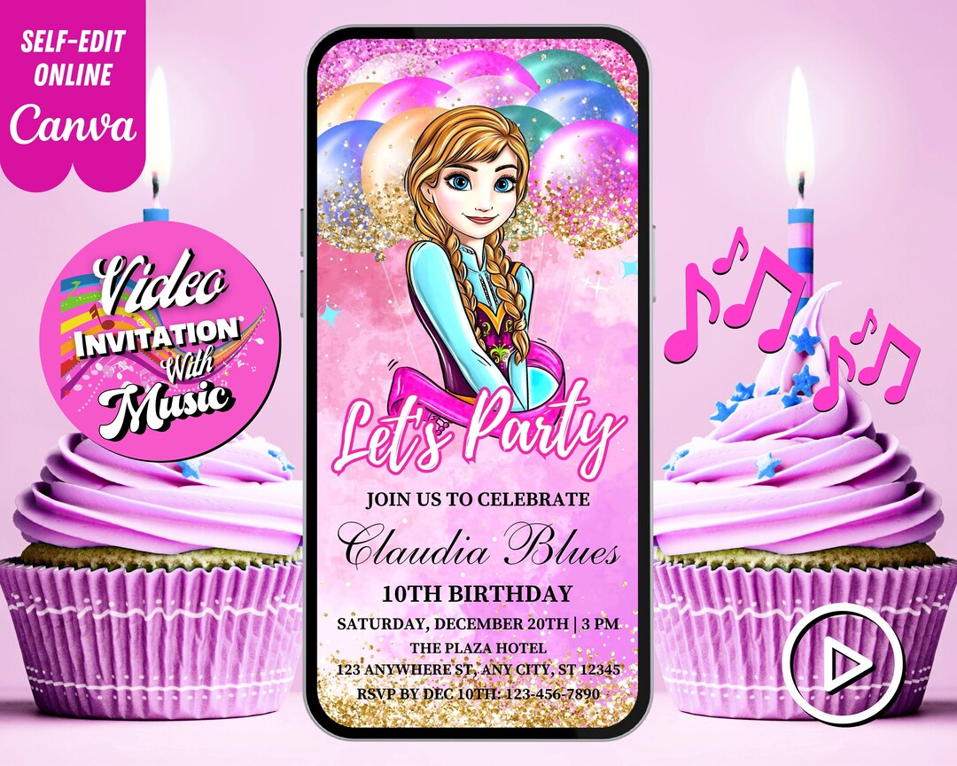 Frozen Anna Birthday Video Invitation Princess Frozen Video Evites