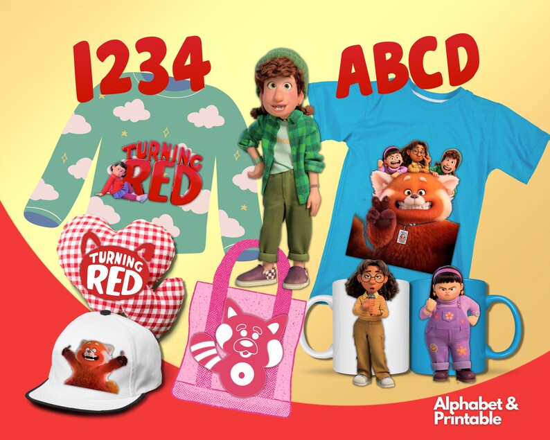 Turning Red Clipart PNG, Turning Red Cake Topper, Birthday Party ...