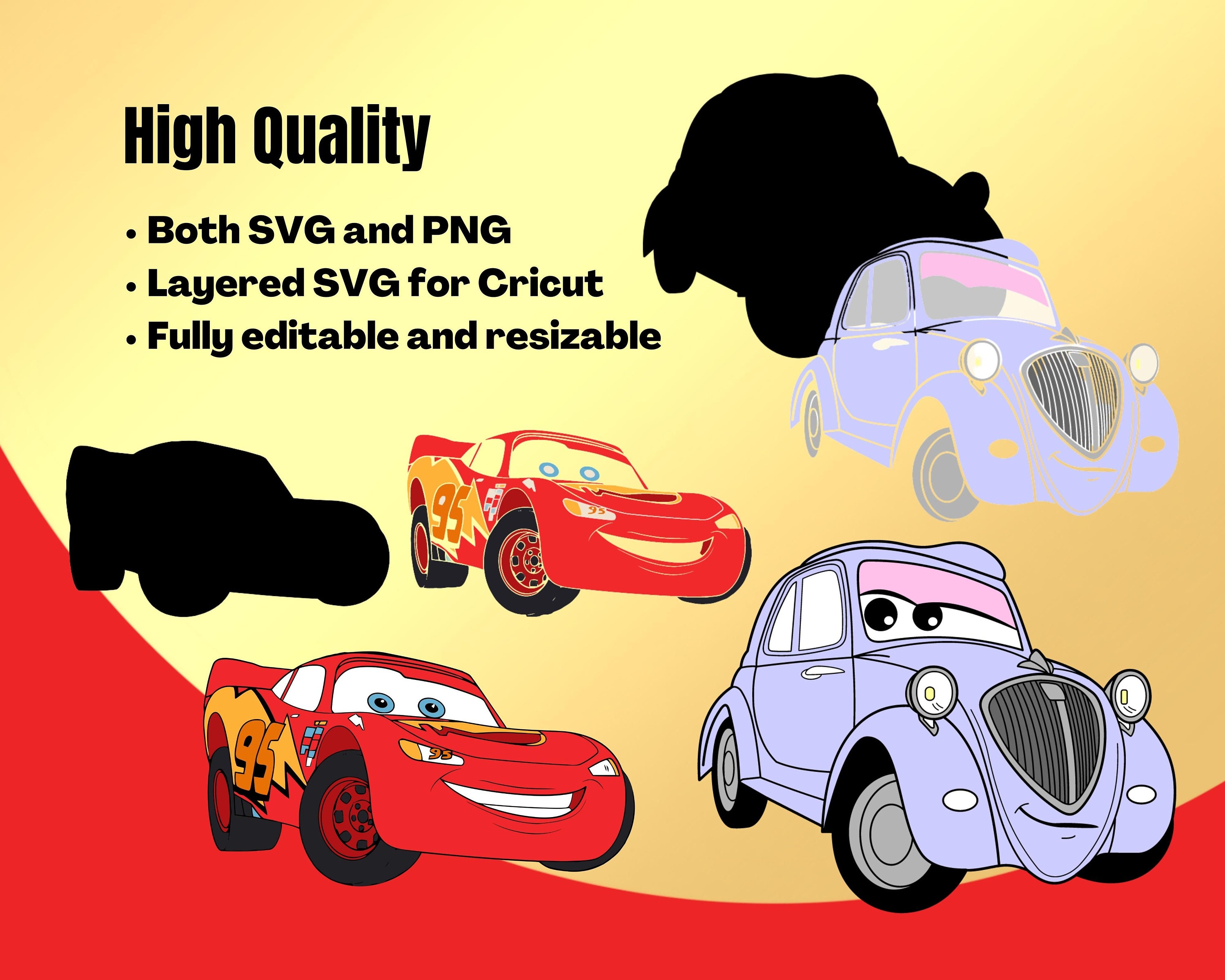 Cars SVG Bundle Cars Clipart PNG Lightning Mcqueen Cut - Etsy