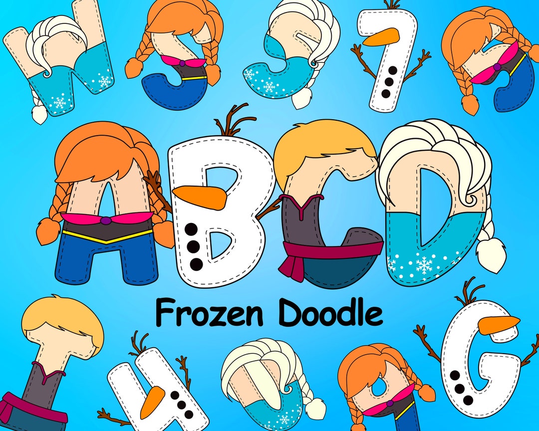Frozen Doodle Alphabet Frozen Character Alphabet Princess - Etsy