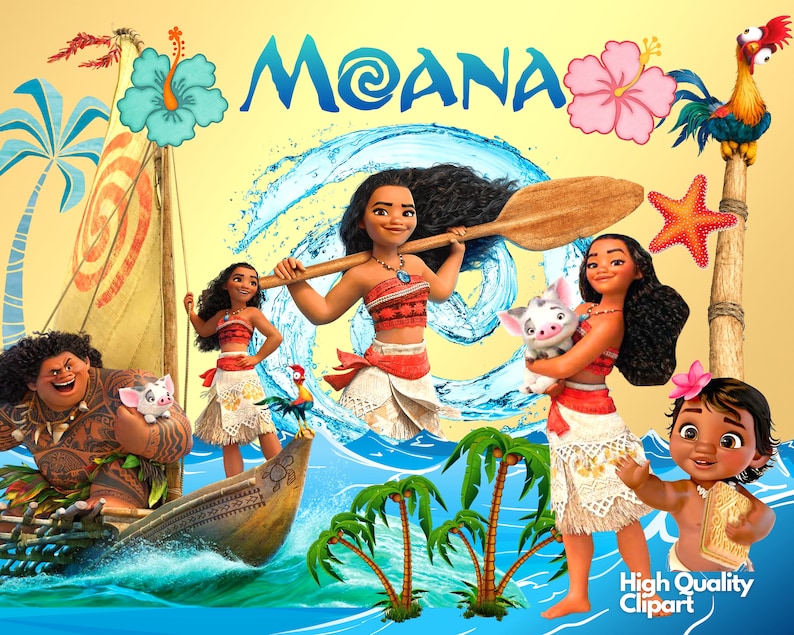 Moana Clipart PNG, Moana Layered SVG, Princess Moana Birthday, Maui ...