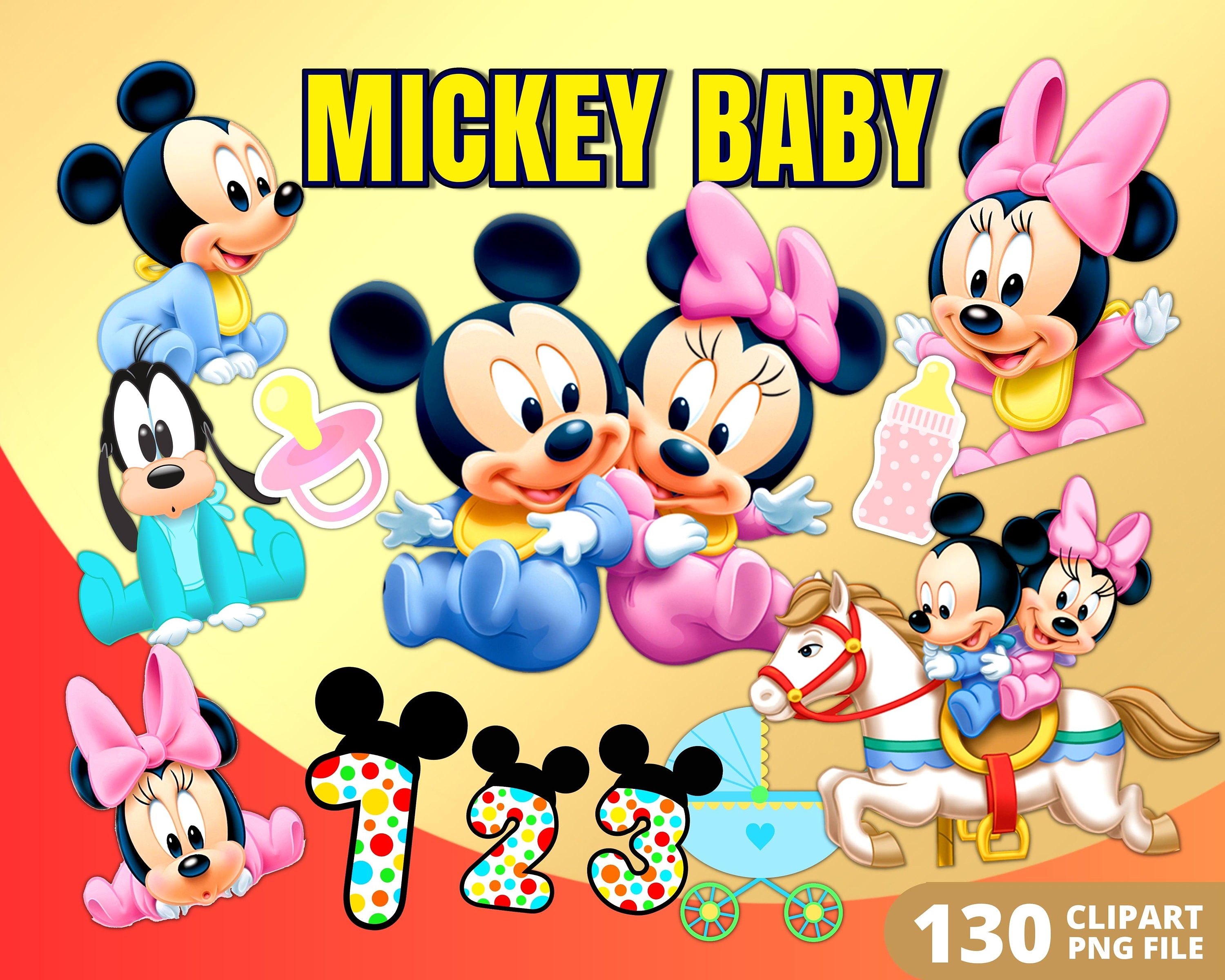 Mickey Baby Digital Papers, Mickey Baby Clipart PNG, Mickey Party Theme ...