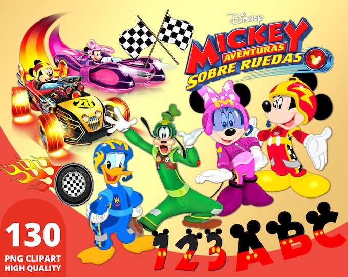 Mickey Blue Roadster Racer PNG, Racing Party Mickey Digital Download ...