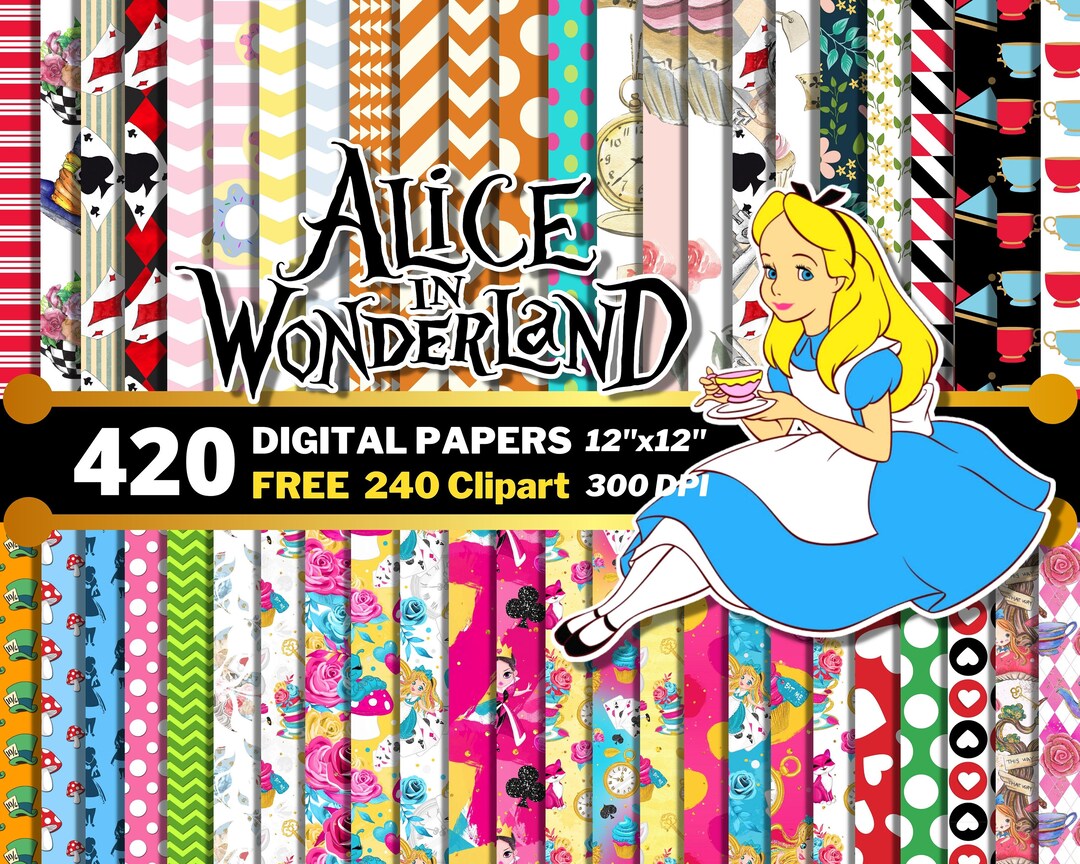 Alice in Wonderland Digital Papers, Princess Alice Clipart PNG, Alice ...