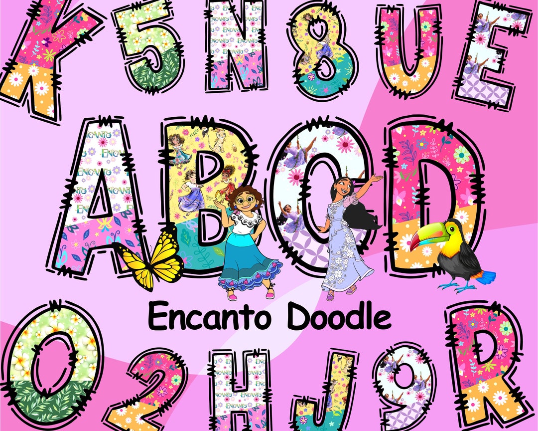 Encanto Doodle Alphabet, Mirabel Doodle Letters, Encanto Alphabet Font ...