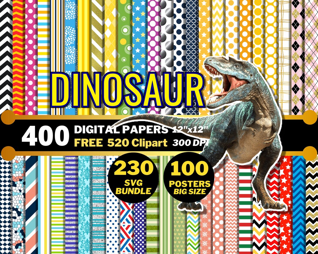 Dinosaur Digital Papers, Jurassic Dinosaur Clipart PNG, Dinosaur Party ...