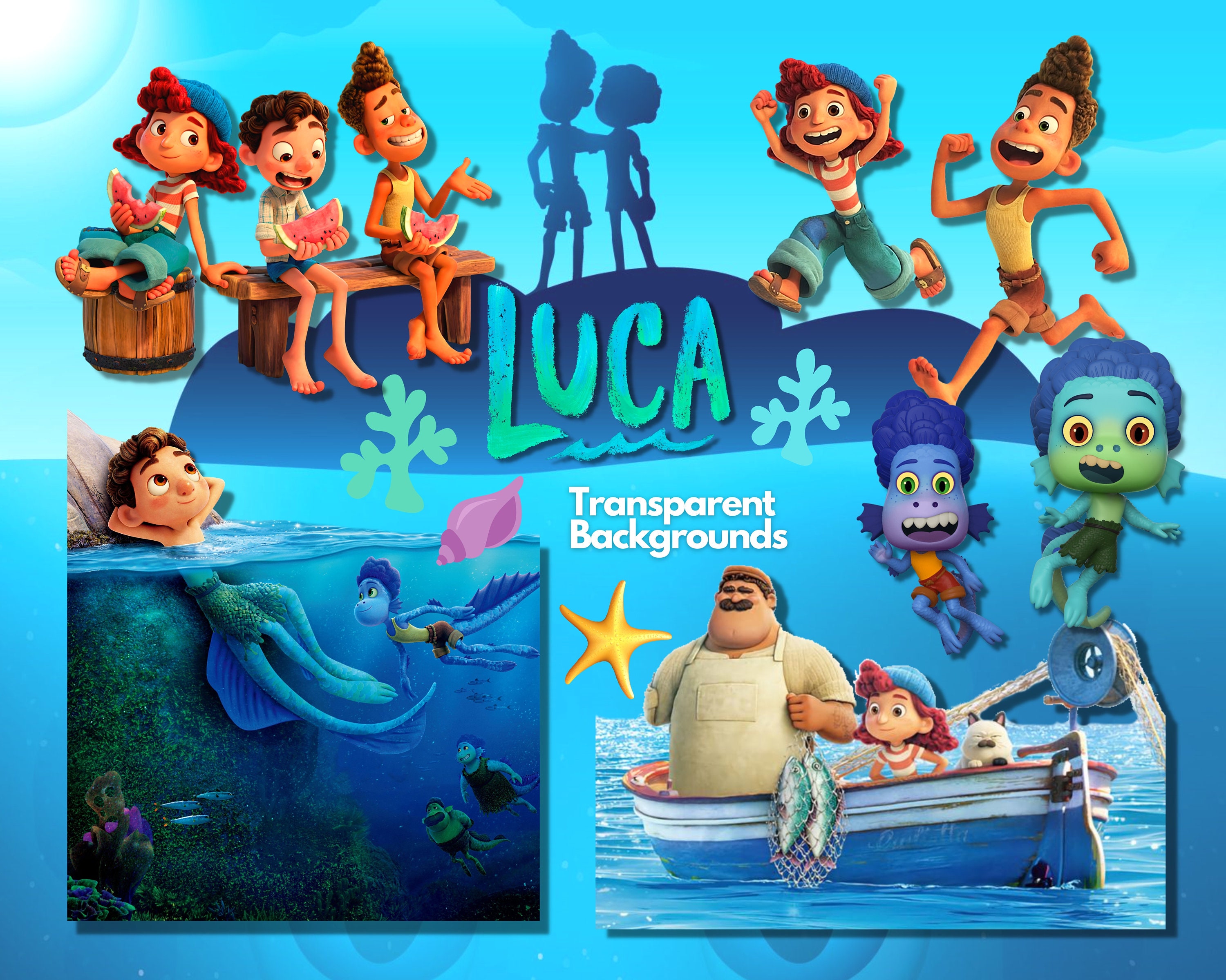 Luca Clipart PNG Luca PNG Bundle Luca Paguro Alberto - Etsy Canada