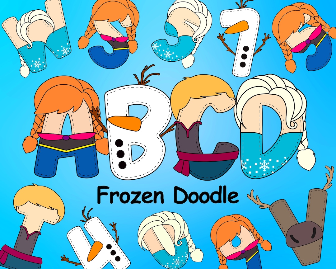 Frozen Doodle Alphabet, Frozen Character Alphabet, Princess Frozen Elsa ...