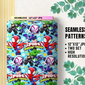 Spidey and His Amazing Friends Seamless Papers, Spidey Digital Papers ...