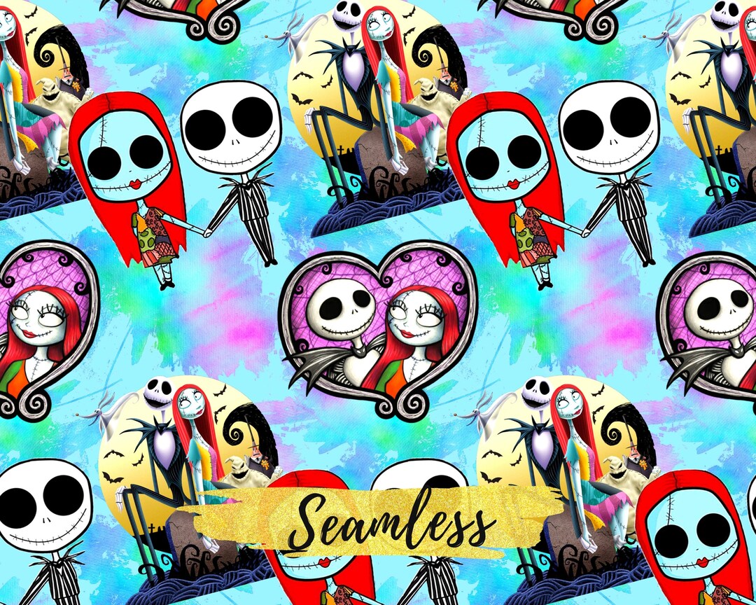 Nightmare Before Christmas Seamless Papers, Jack and Sally, Skeleton ...
