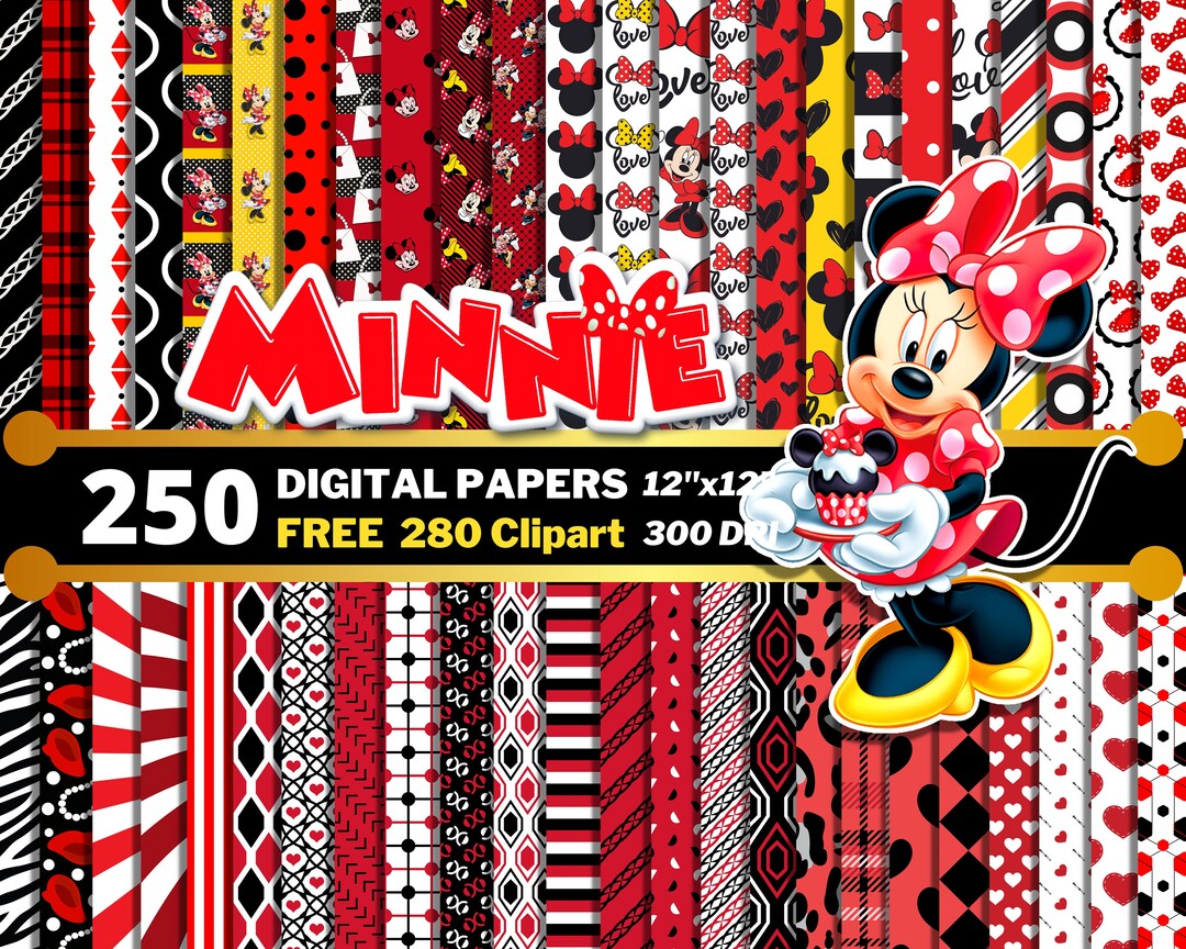 Minnie Mouse Red Digital Papers Minnie Mouse Clipart PNG - Etsy
