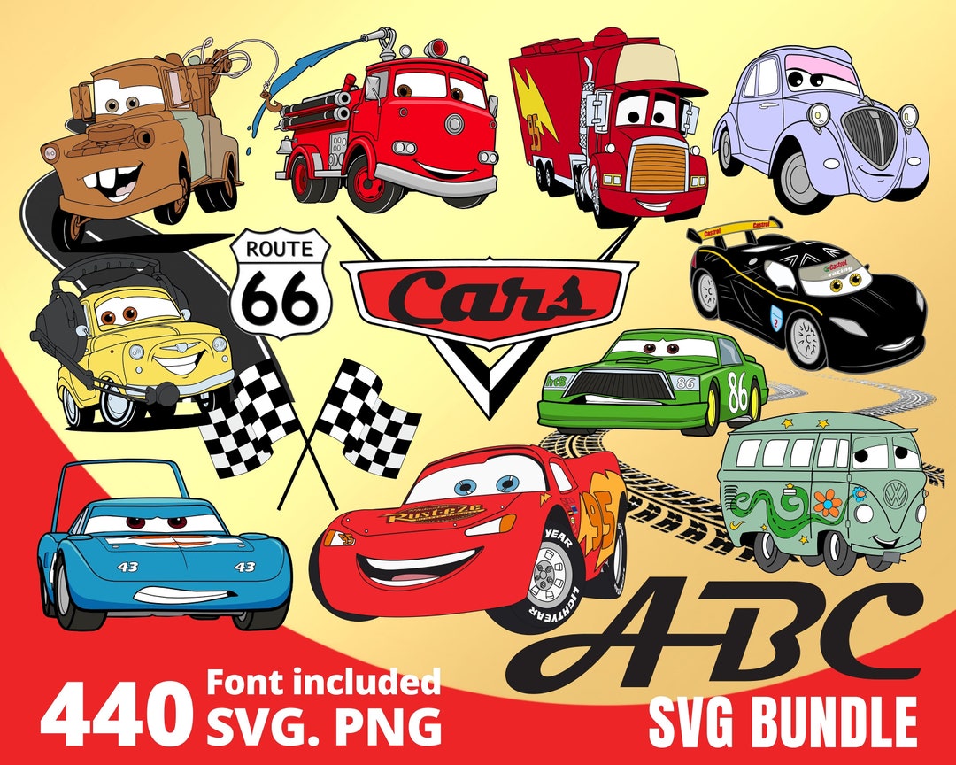 Cars SVG Bundle, Cars Clipart PNG, Lightning Mcqueen Cut Files, Cars ...