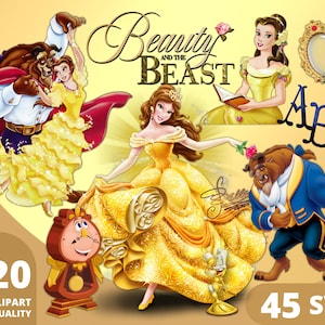Beauty and Beast Clipart PNG Princess Belle SVG Belle - Etsy