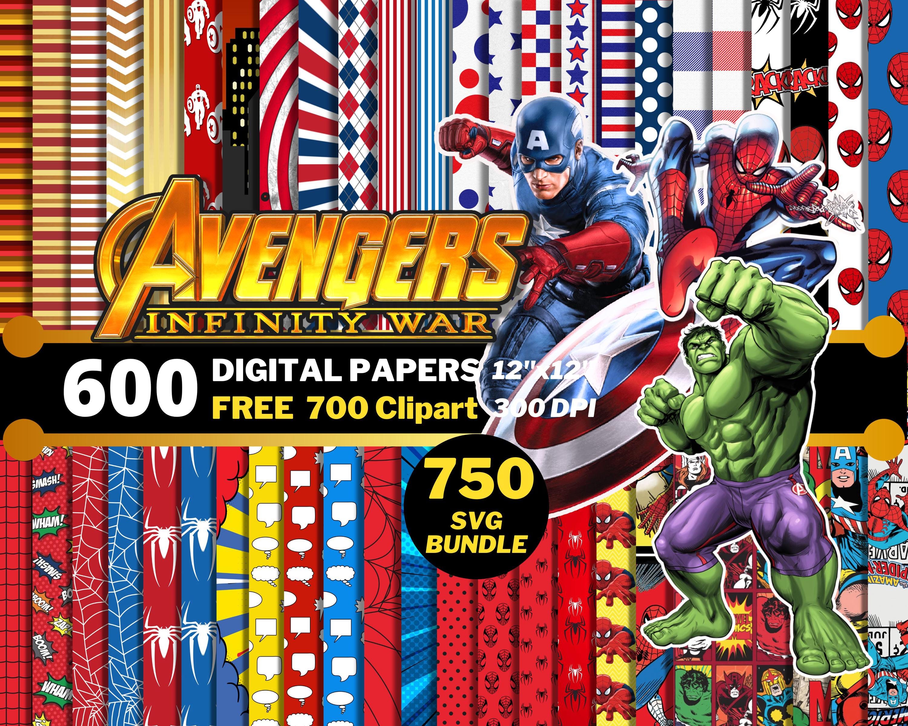 Marvel Avengers Digital Papers, Super Heroes Clipart PNG, Spider Man ...