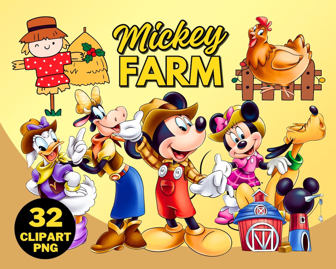 Mickey Farm Clipart PNG, Mickey Farm Theme, Mickey and Friends, Daisy ...