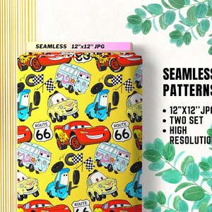 Cars Seamless Papers, Lightning Mcqueen Digital Papers, Birthday Party ...