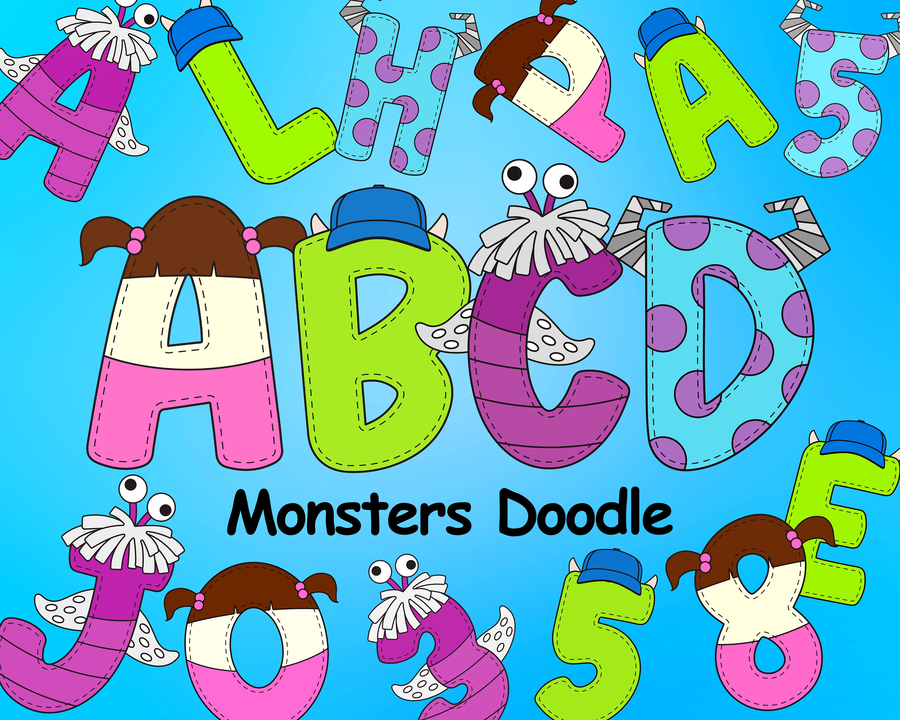 Monsters Doodle Alphabet, Monsters Inc. Alphabet, Doodle Letters, Sully ...