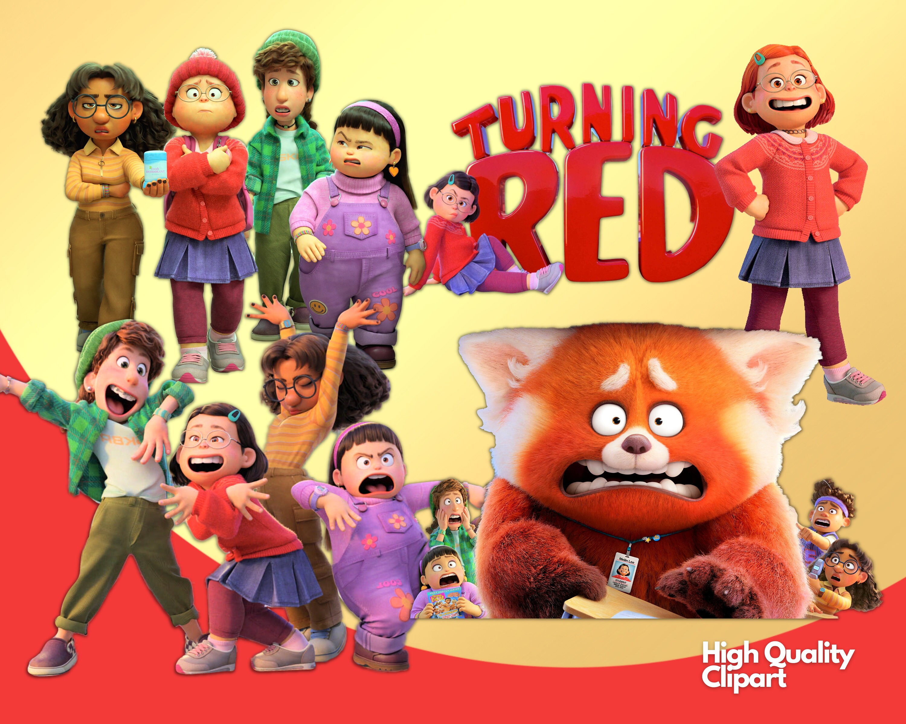 Turning Red Clipart PNG, Turning Red Cake Topper, Birthday Party ...