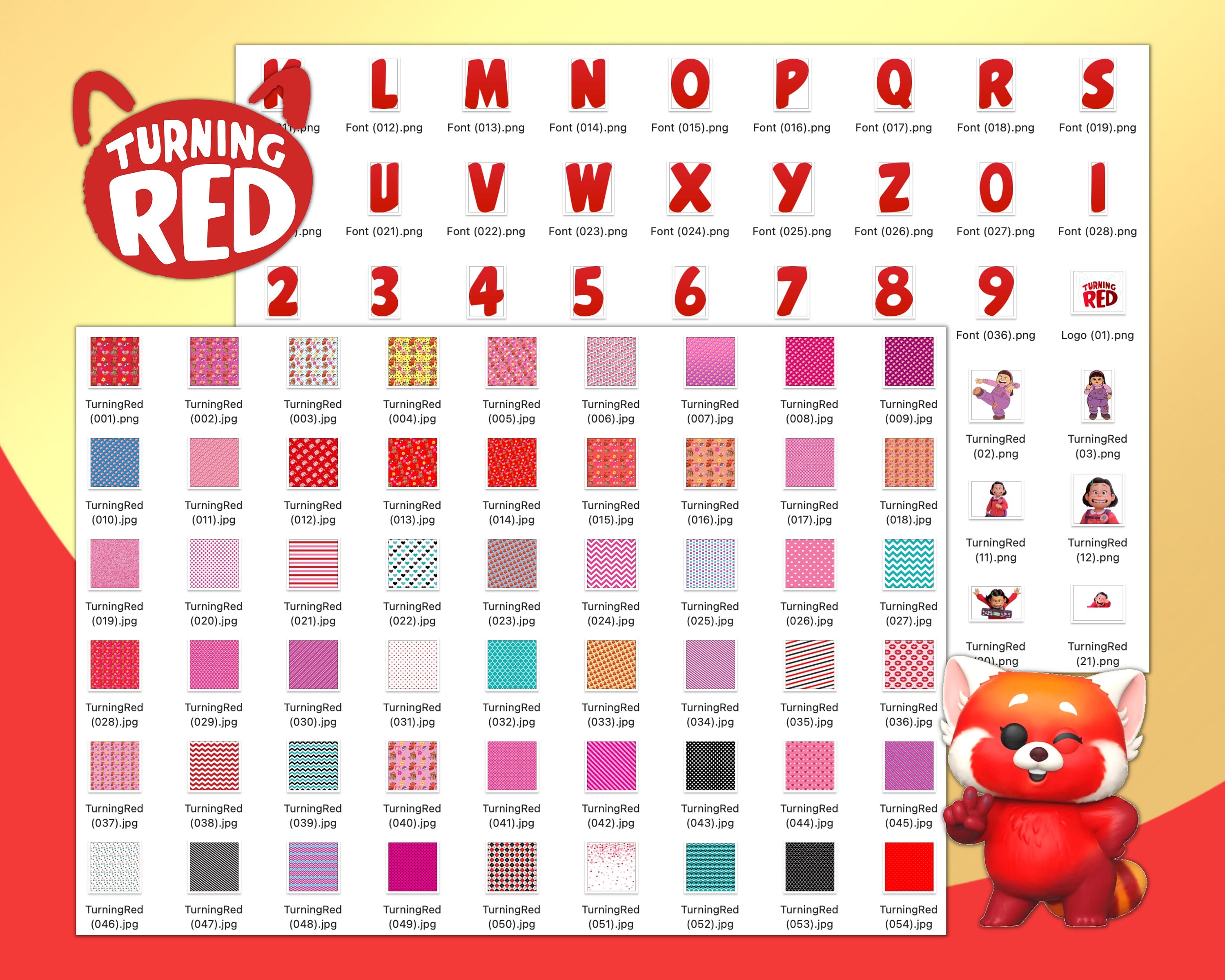 Turning Red Clipart PNG, Turning Red Cake Topper, Birthday Party ...