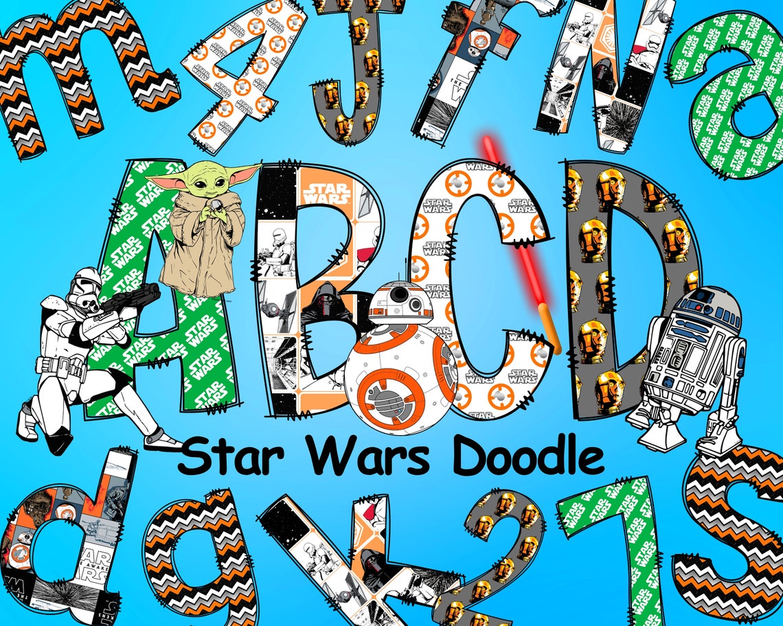 Star Wars Doodle Alphabet, the Clone Wars, Yoda Alphabet Letters, Star ...