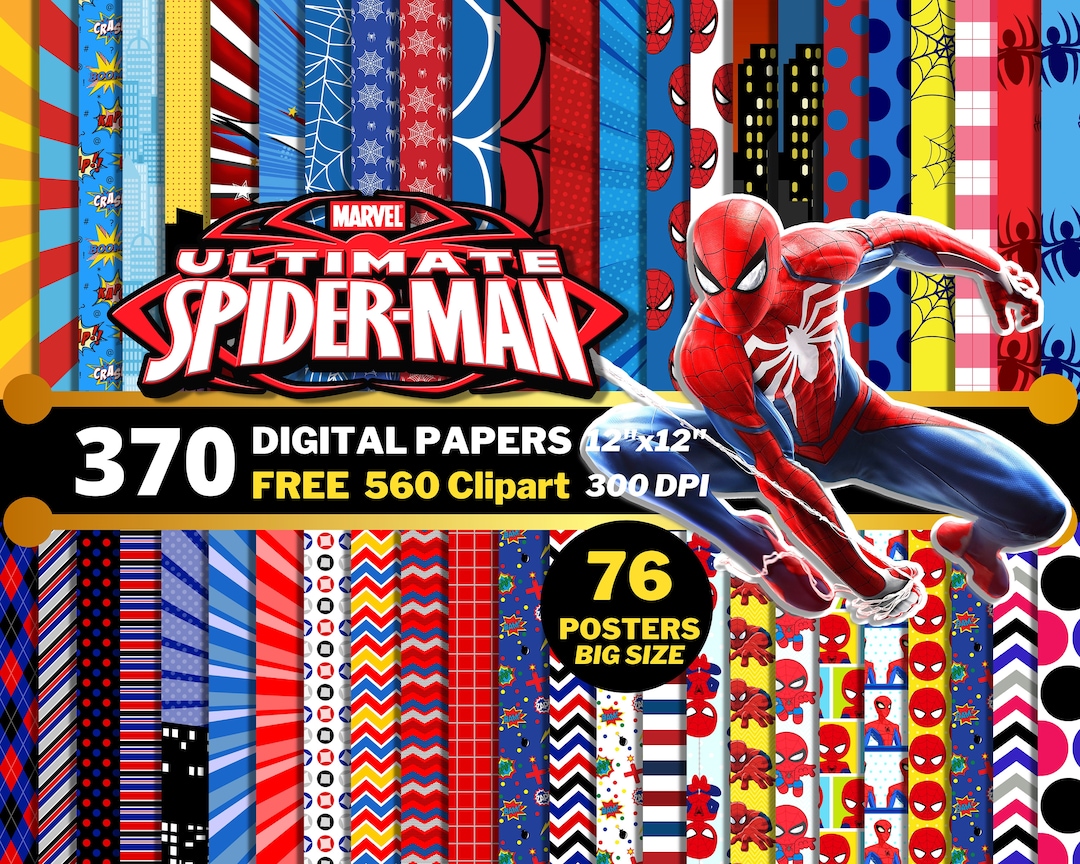 Spider-man Digital Papers Superhero Spiderman Clipart PNG - Etsy Australia