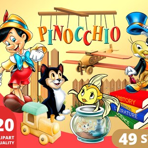 Pinocchio Digital Papers, Pinocchio Clipart PNG, SVG Bundle, Geppetto ...