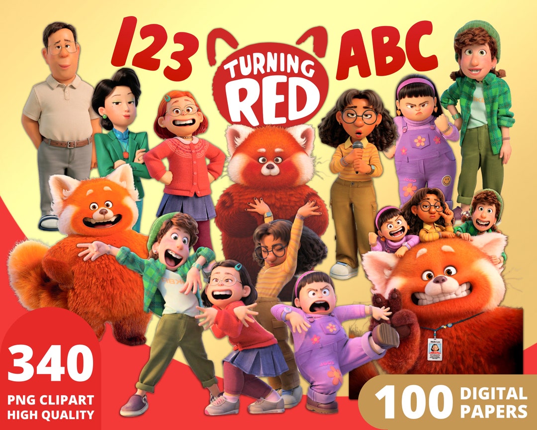 Turning Red Clipart PNG, Turning Red Cake Topper, Birthday Party ...