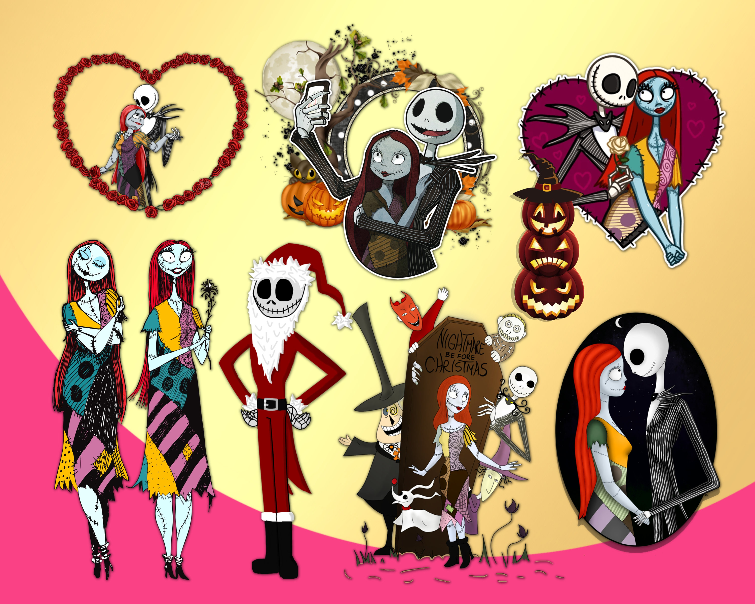Nightmare Before Christmas Clipart PNG Halloween Decorations - Etsy