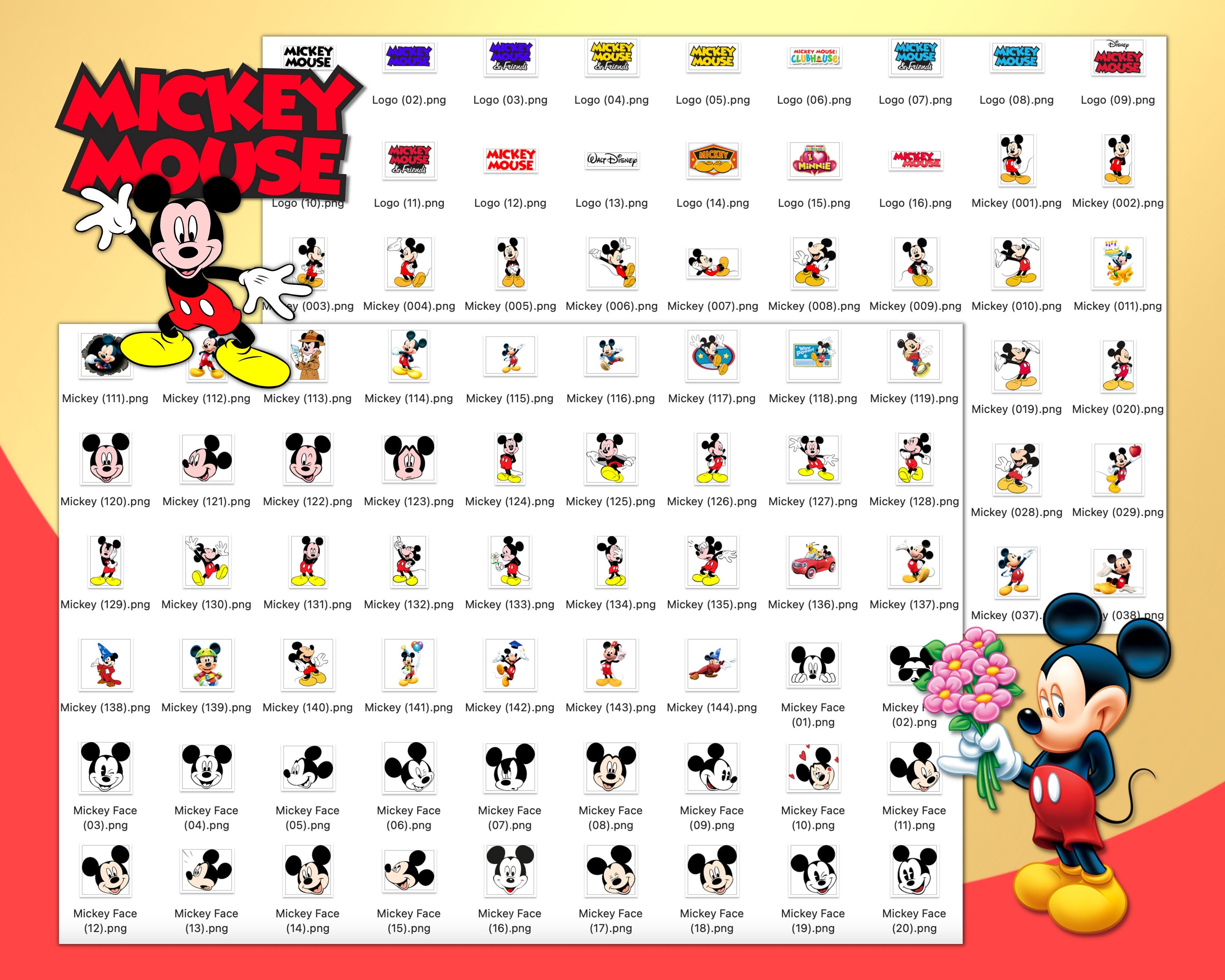 Mickey Mouse & Friends Clipart PNG Mickey Mouse Layered SVG - Etsy Canada