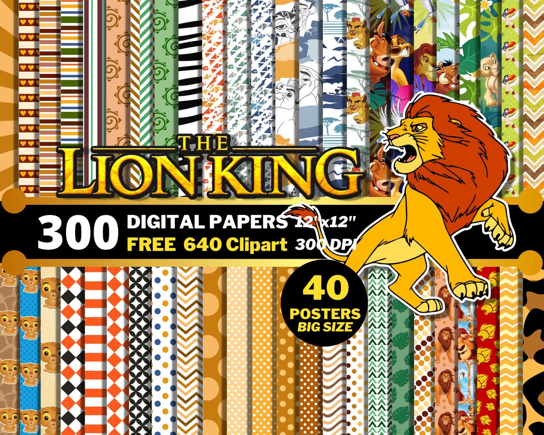 Lion King Digital Papers Lion King Clipart PNG Simba Pumbaa - Etsy