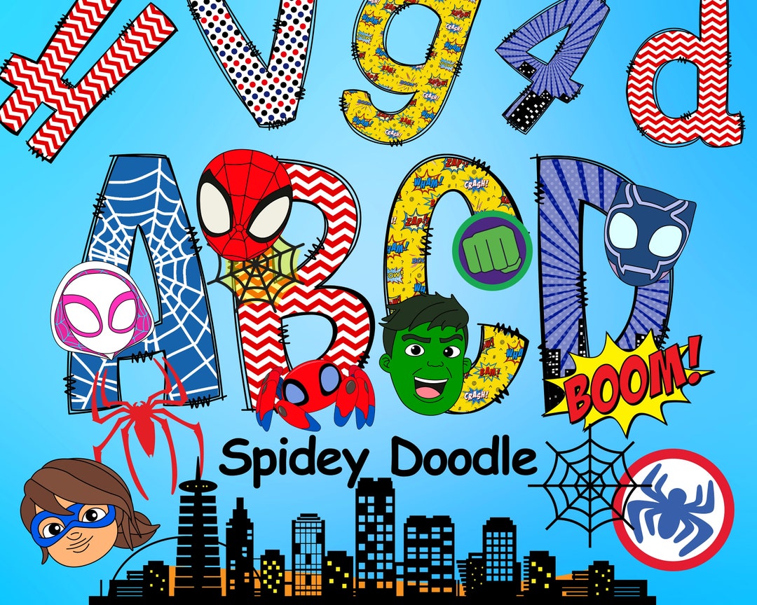 Spidey Doodle Alphabet, Spidey and His Amazing Friends, Superhero ...