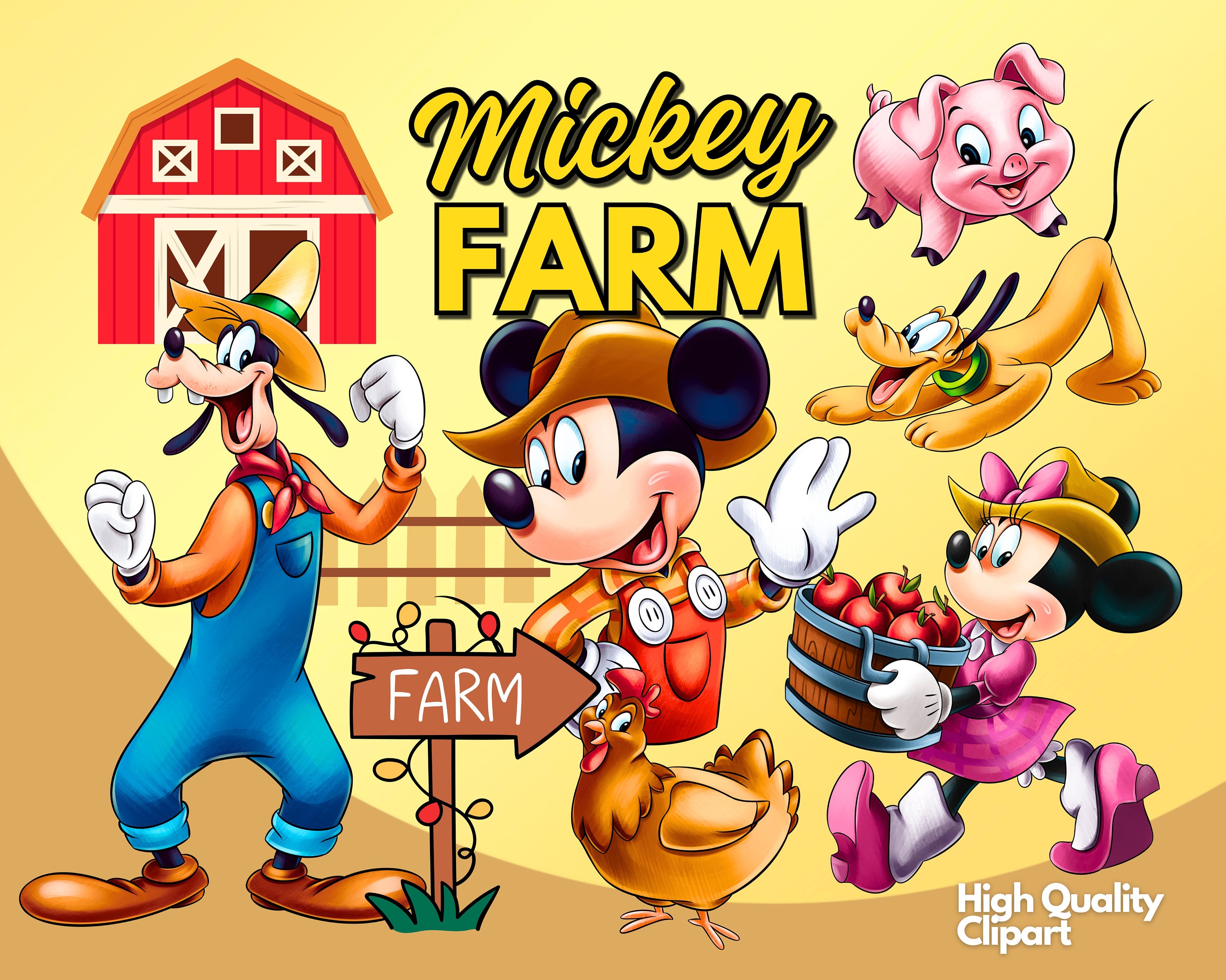 Mickey Farm Clipart PNG, Mickey Farm Theme, Mickey and Friends, Daisy ...