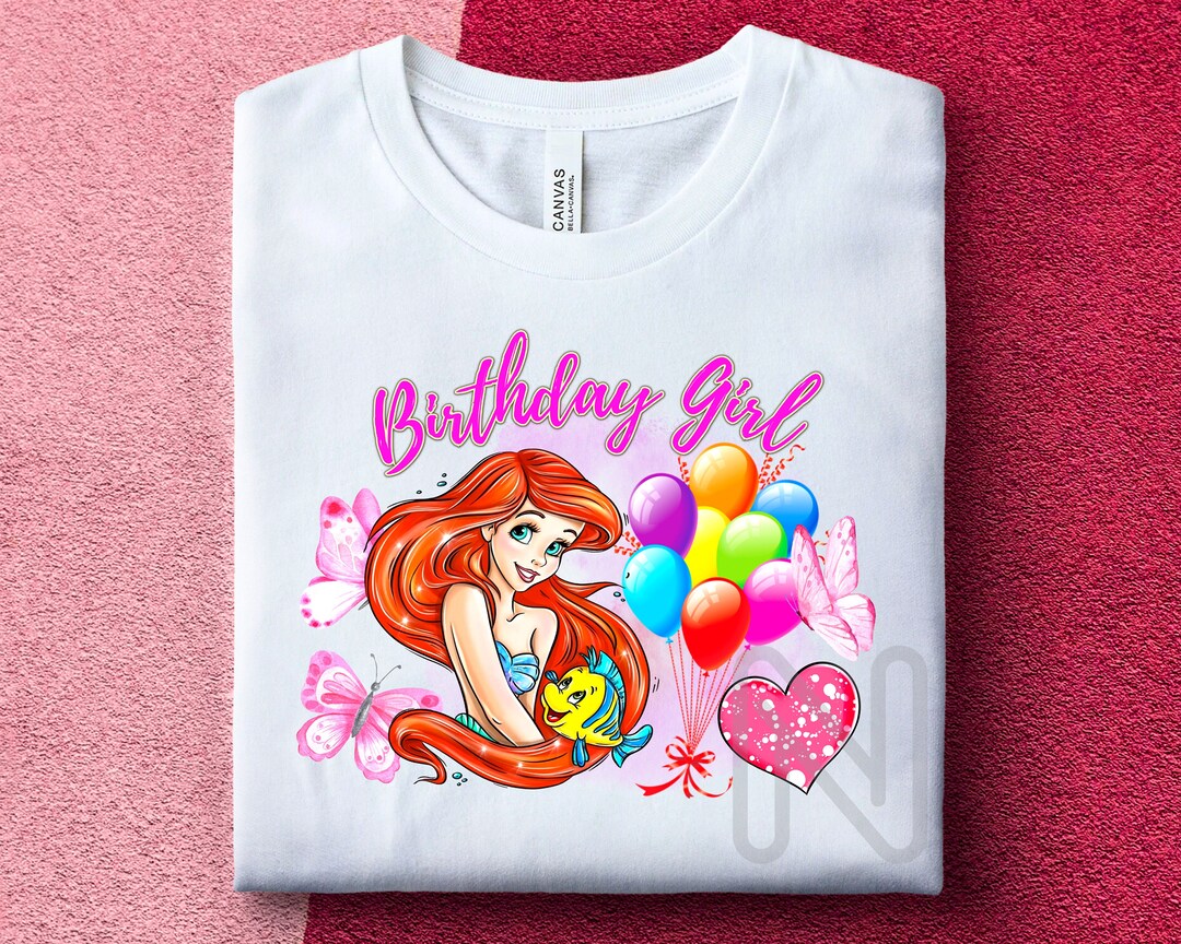 Little Mermaid Sublimation PNG, Birthday Girl Shirt, Mermaid Ariel ...