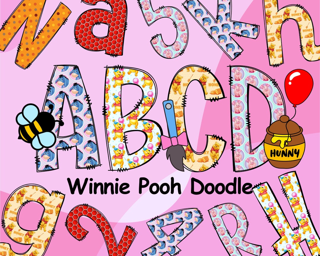 Winnie the Pooh Doodle Alphabet Pooh Bear Alphabet Tigger - Etsy